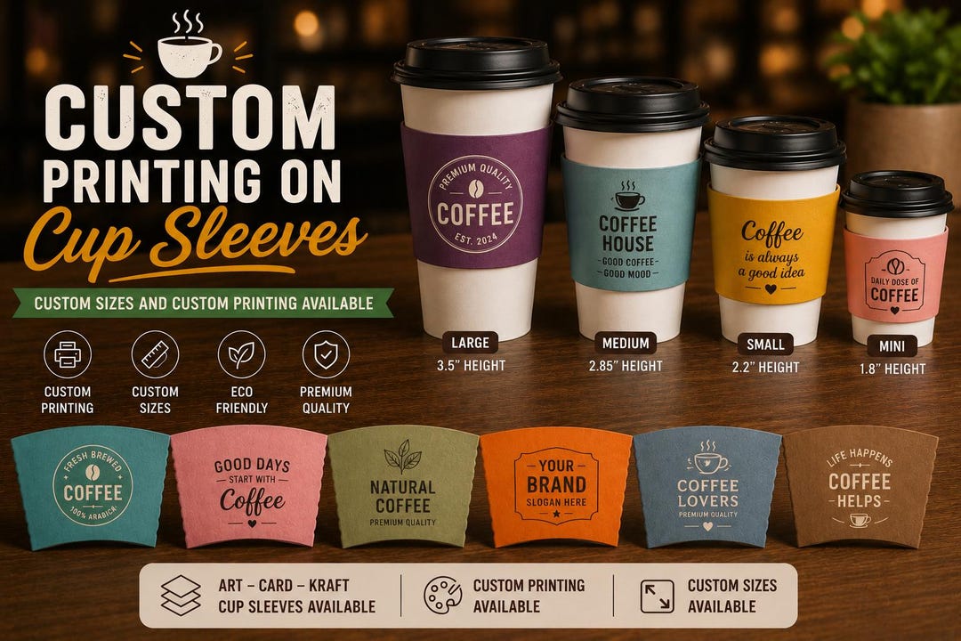 Custom Printed Coffee Cup Sleeves: Eco-friendly Branding - Etsy