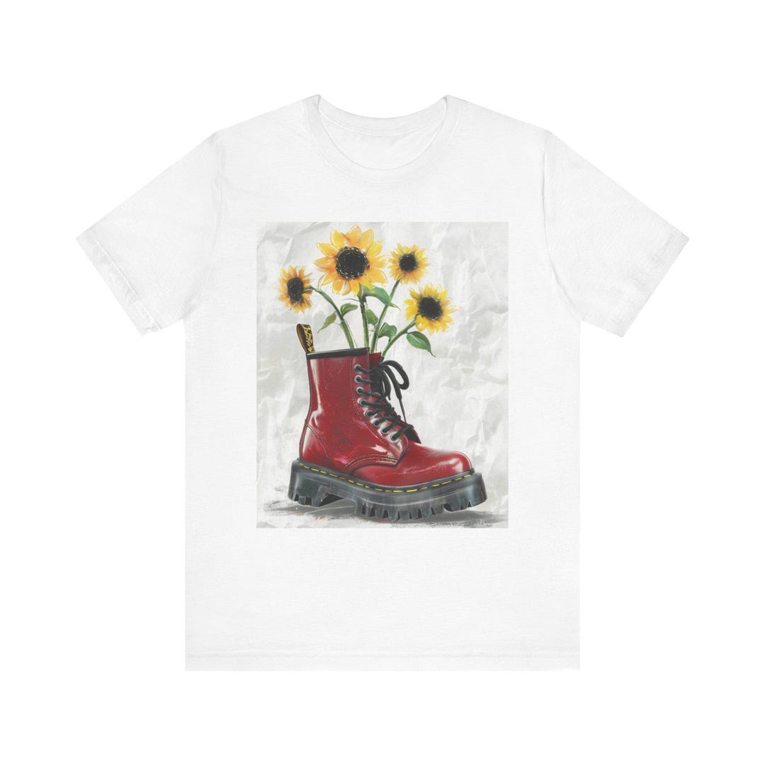 Cherry Red Docs T-shirt, Sunflower Shirt, Floral Tee, Cherry Red ...