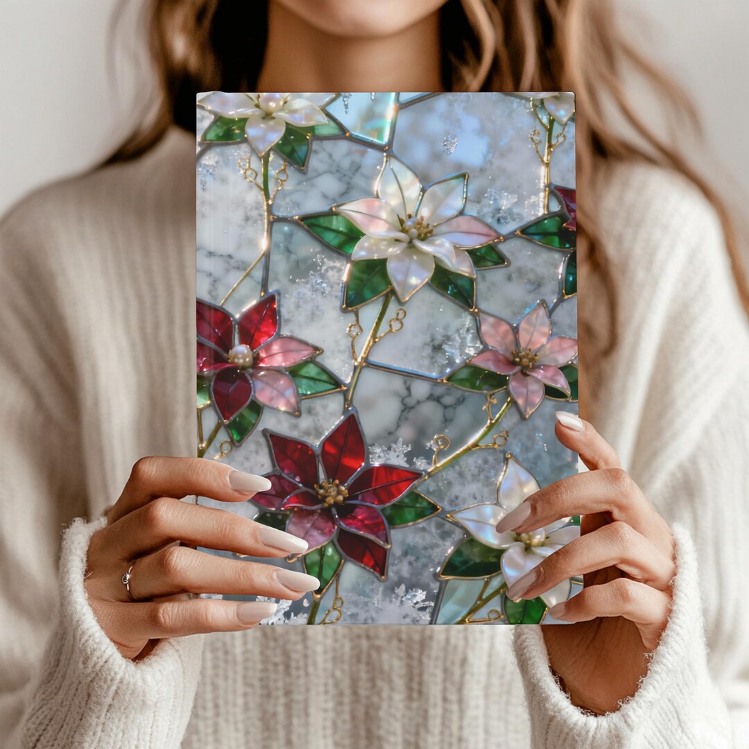 Stained Glass Floral Journal – Winter Poinsettia Edition – A5 Writing ...