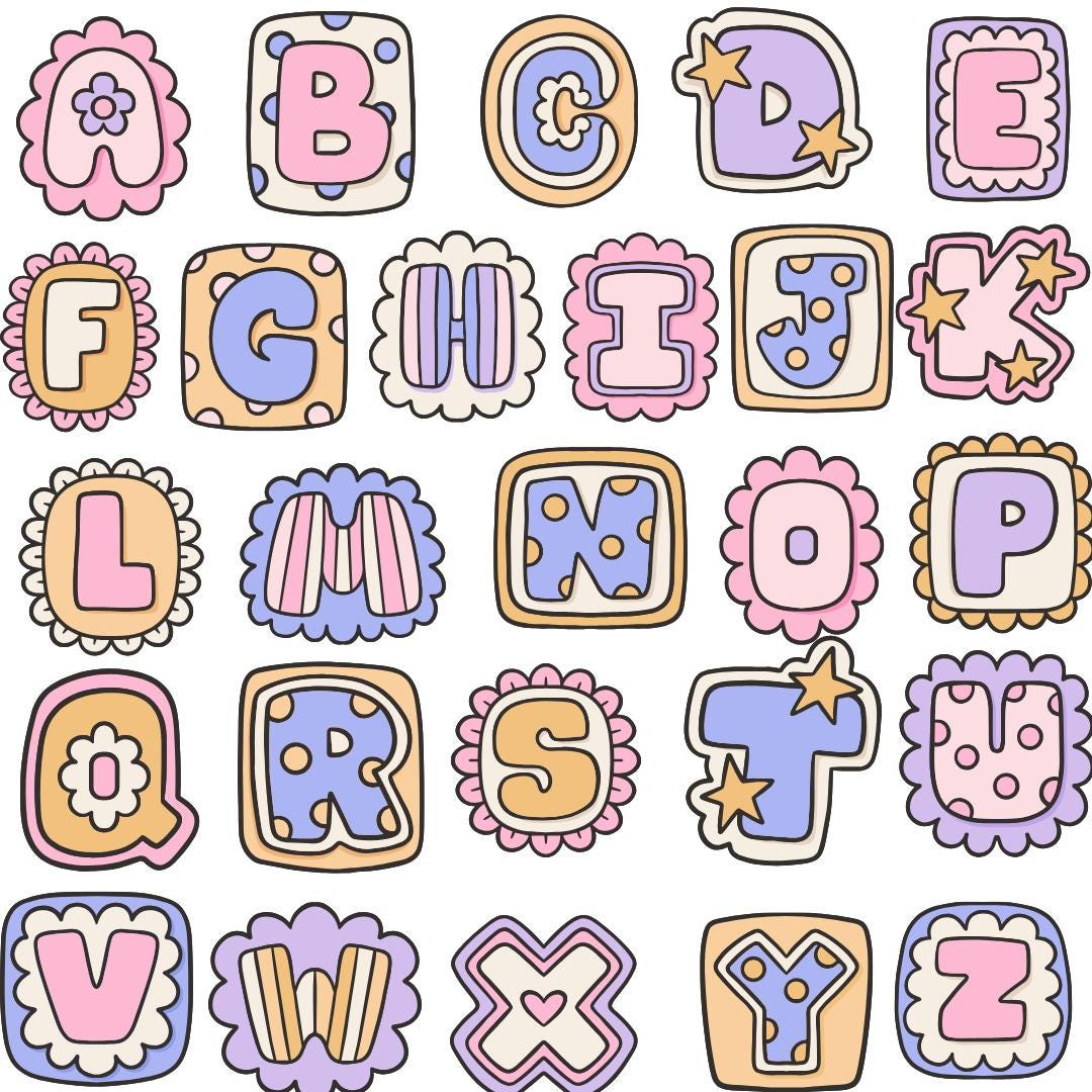 Clipart del alfabeto inglés floral, paquete de letras (descarga digital ...