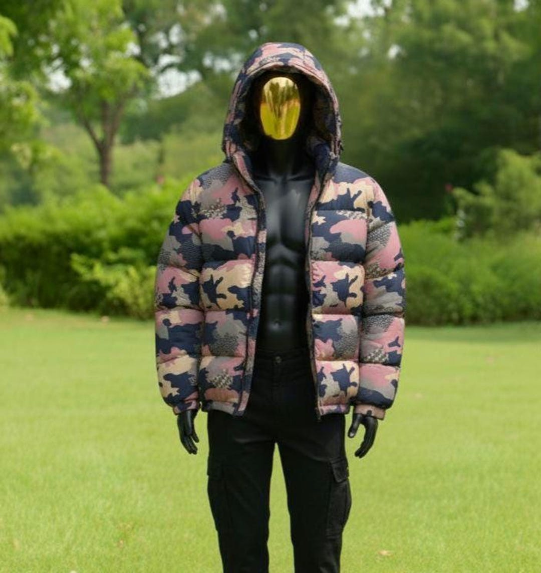 Camouflage Puffer Jacket With Hood – Streetwear Winter Outerwear ...