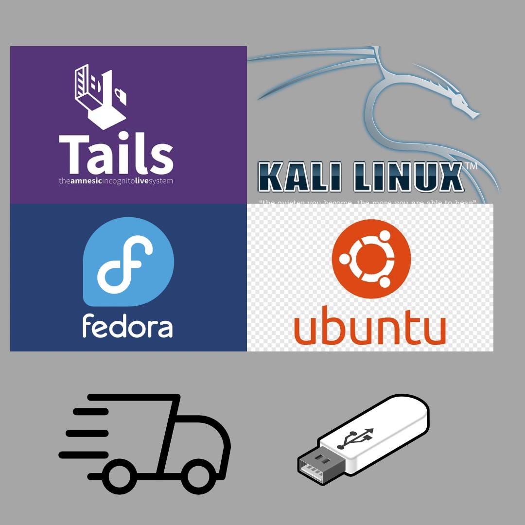 4-in-1 Bootable Linux USB: Tails, Kali, Ubuntu, Fedora (64-bit OS) - Etsy