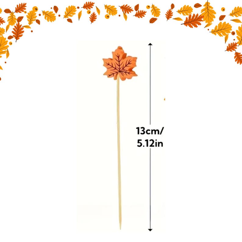 Fall Cocktail Picks, Thanksgiving Bamboo Toothpicks With Leaf & Pumpkin ...