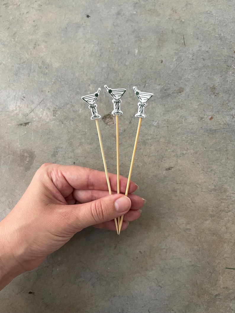 Dirty Martini Cocktail Picks, Bamboo Toothpicks, Tini Bit Older Party ...