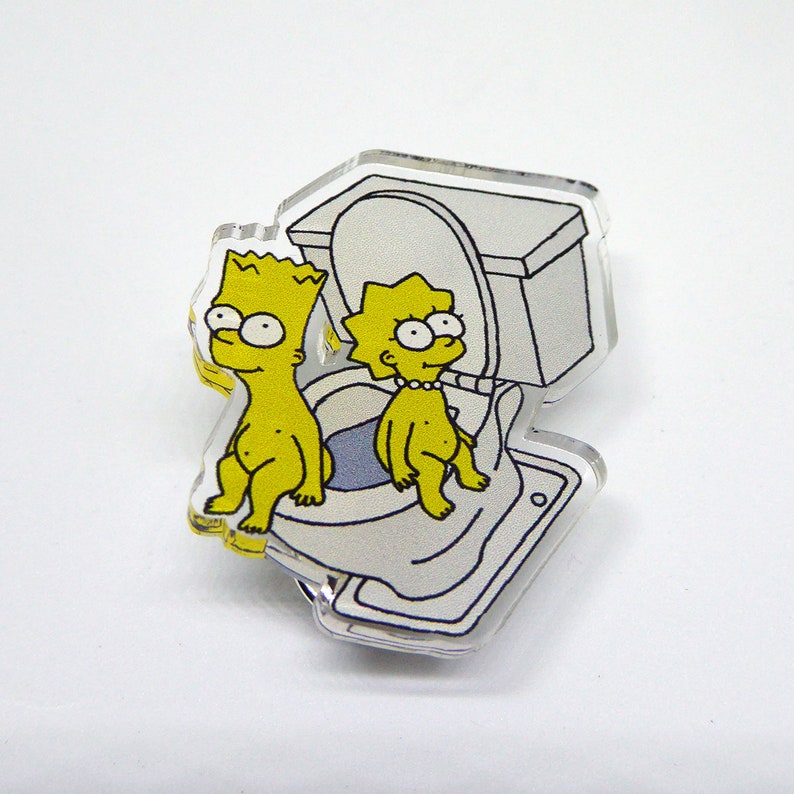 Bart & Lisa Simpson in the WC Acrylic Pin - Etsy UK