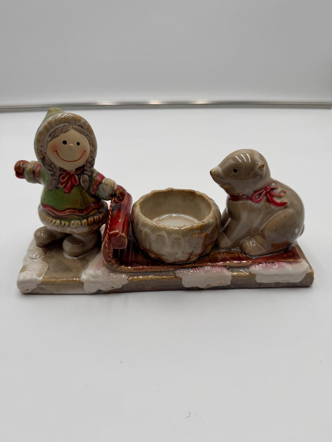 Vintage Yankee Candle Eskimo Girl Polar Bear Tealight Holder Ronnie ...
