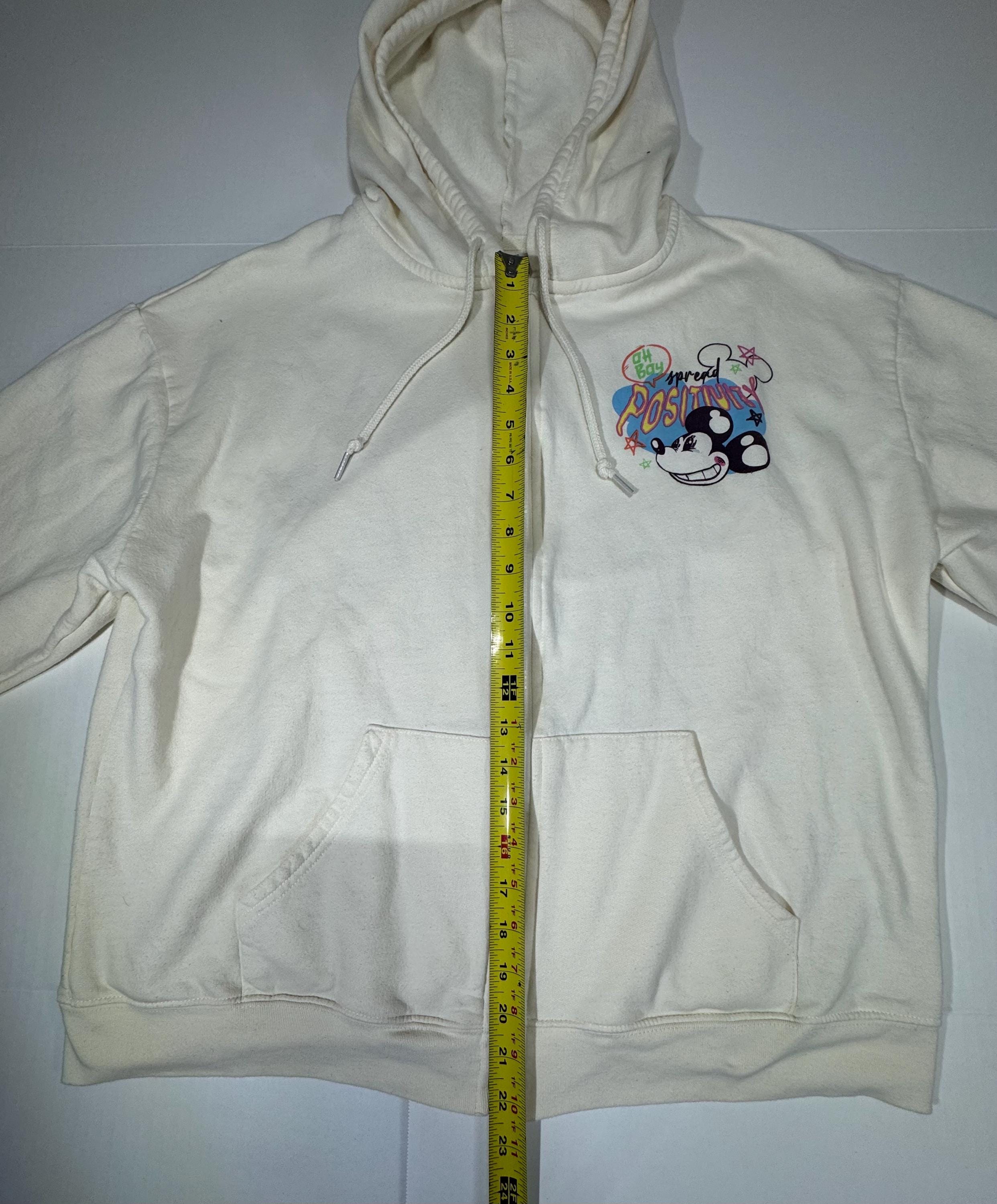 Disney Mickey Mouse Positivity Zip up Hoodie XL Cream Have a Nice Day ...