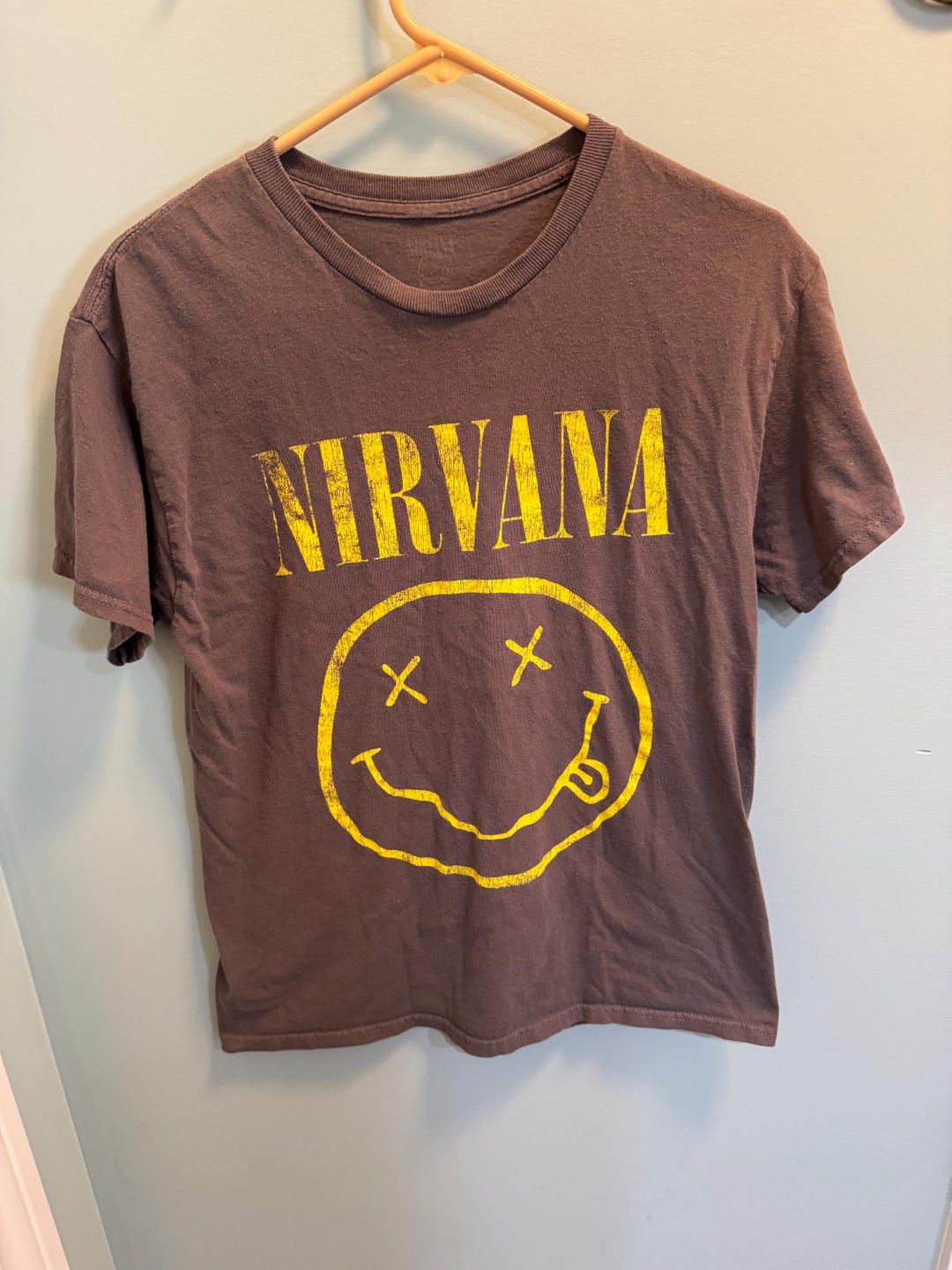 Nirvana Smiley Face Band Graphic Gray Yellow Logo Unisex Medium - Etsy