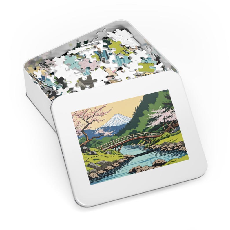 Cherry Blossoms and Mount Fuji - Japanese Ukiyo-e Art Jigsaw Puzzle ...