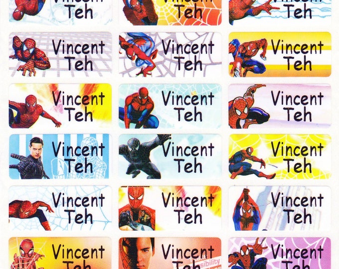 72 SPIDER MAN Custom Waterproof Name Labels-school,daycare,nursery ...