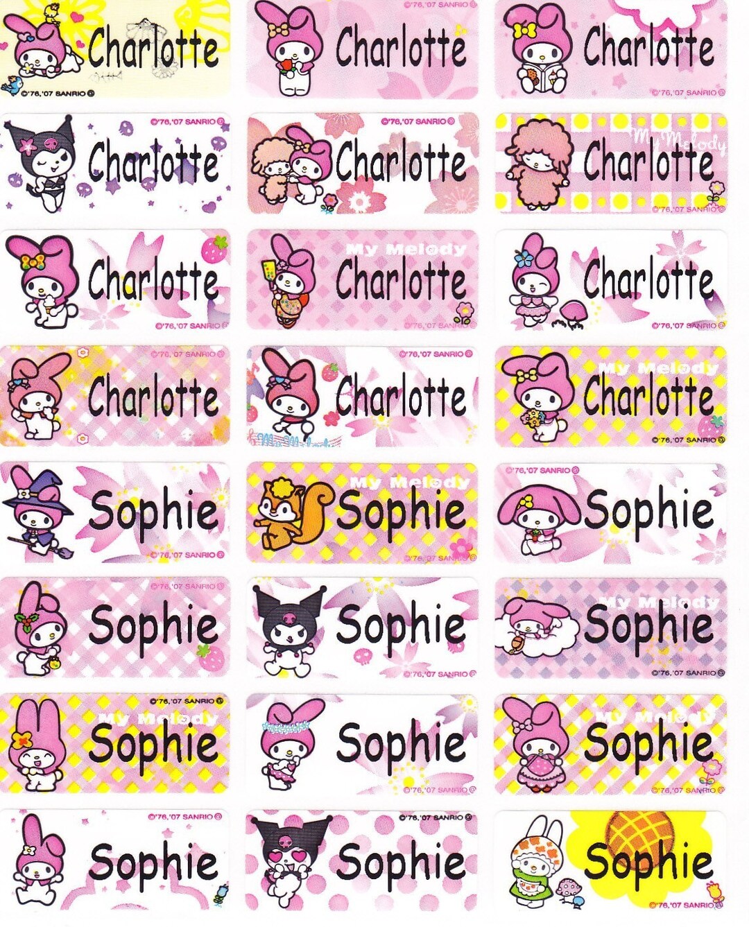 72 PINKY RABBIT Custom Waterproof Name Labels-school,daycare,envelope ...