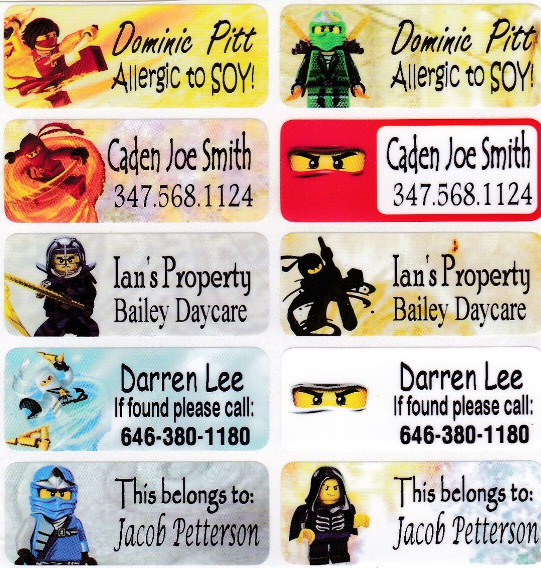 40 NINJA for Boys Custom Vinyl Name Labels-school, Daycare, Nursery ...
