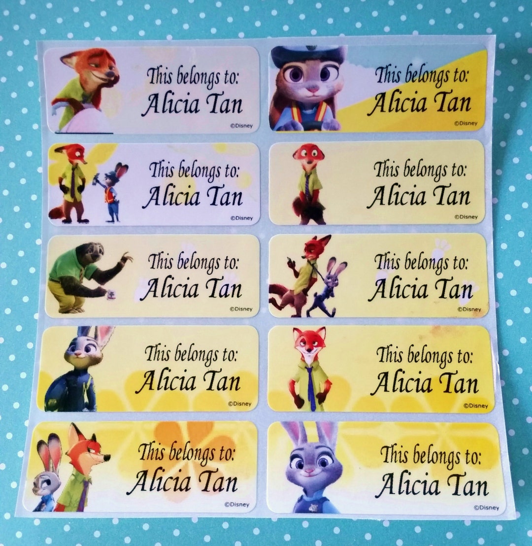 40 ZOOTOPIA Custom Vinyl Name Labels-school,daycare,envelope Seal,sippy ...