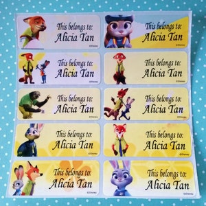 40 ZOOTOPIA Custom Vinyl Name Labels-school,daycare,envelope Seal,sippy ...