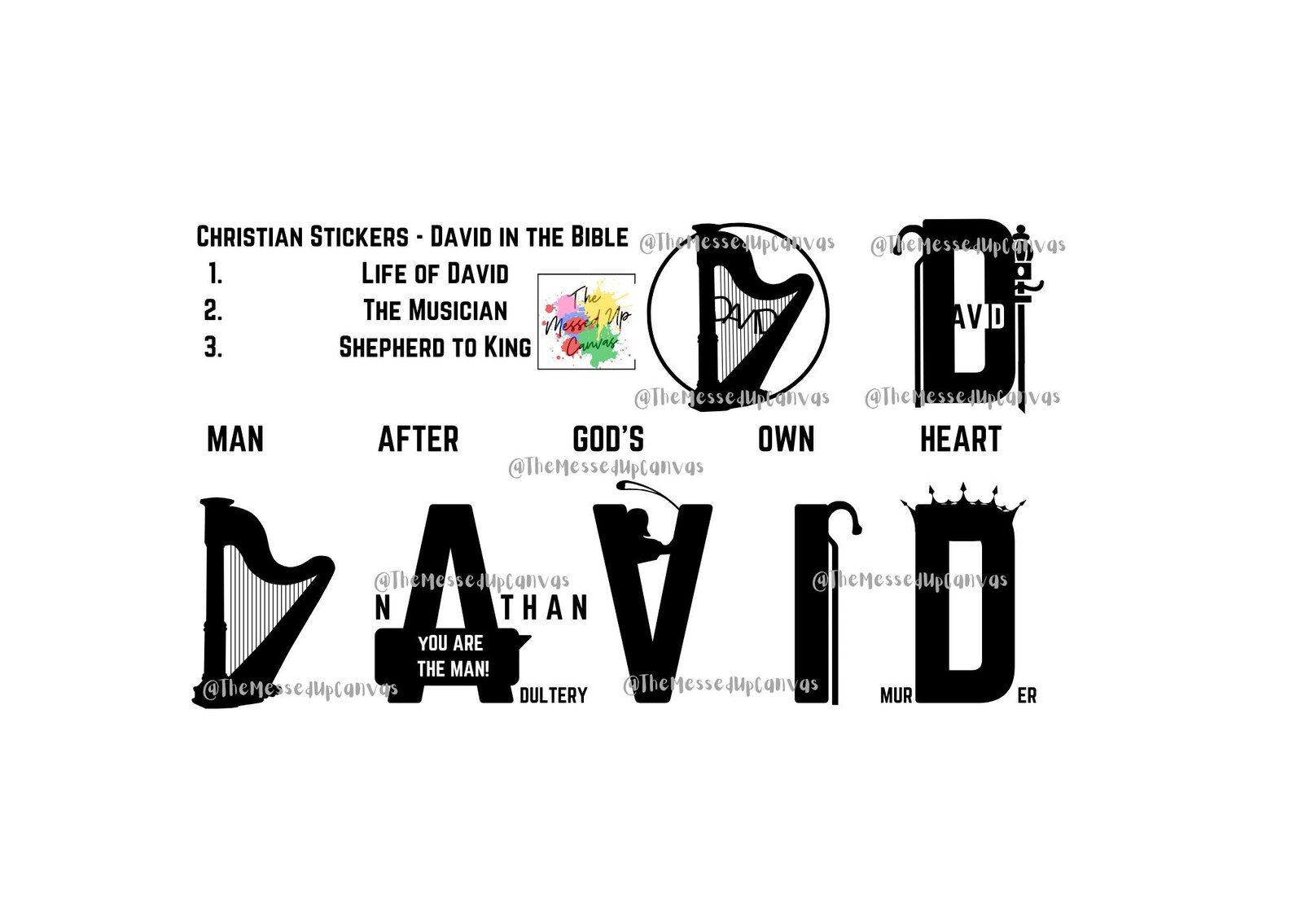 Bible Sticker Design - Life of David - the Musician - Shepherd to King ...