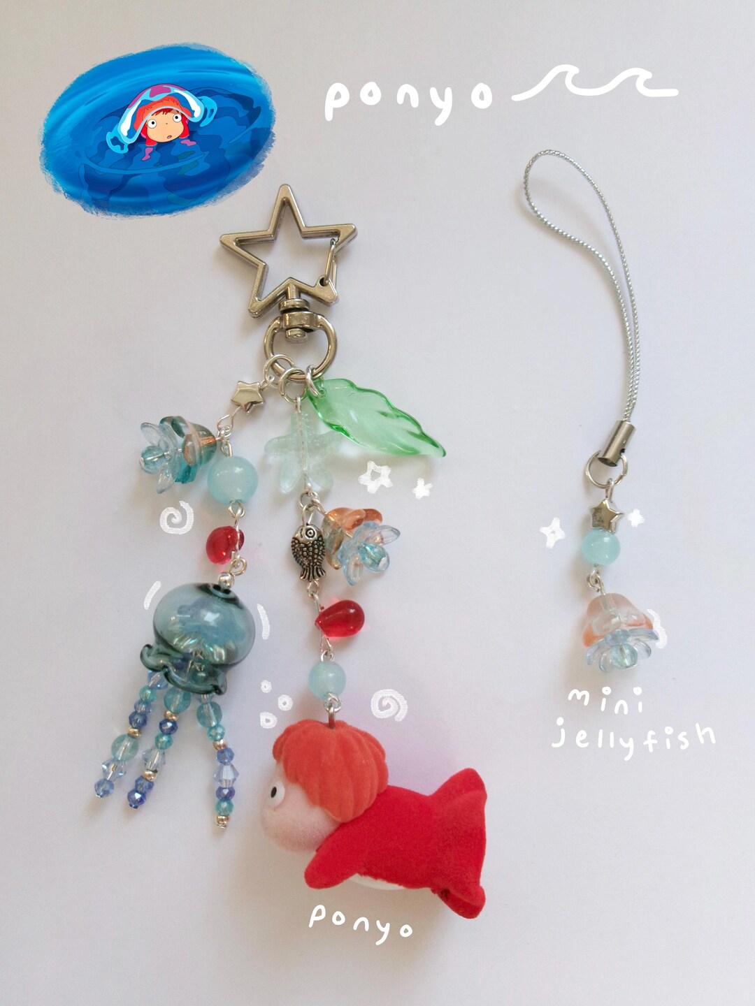 Ponyo Keychain With Flocked Ponyo Charm - Etsy