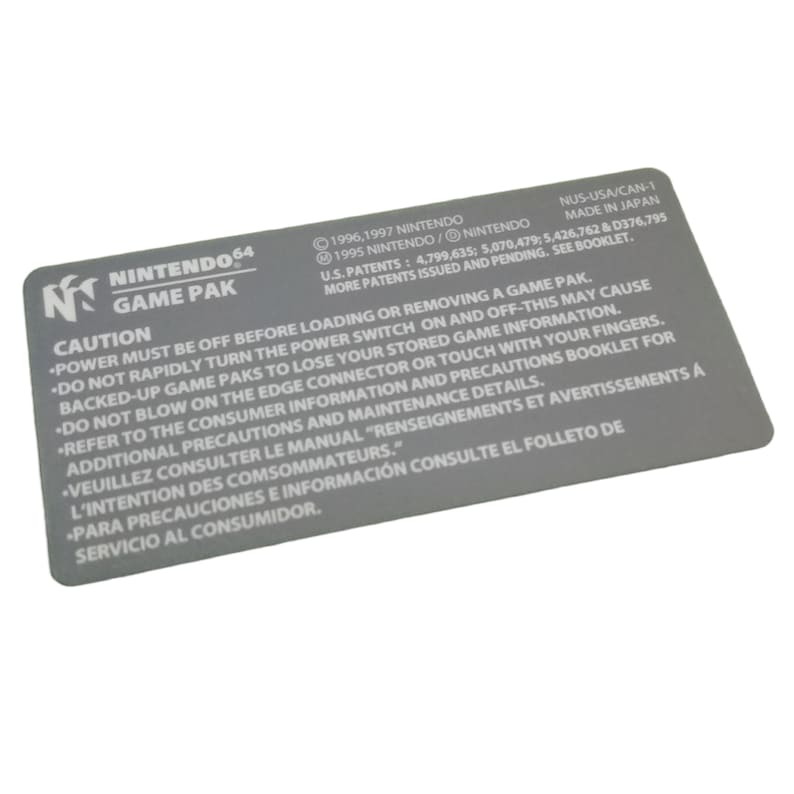 Nintendo 64 Back Replacement Labels/stickers - Etsy