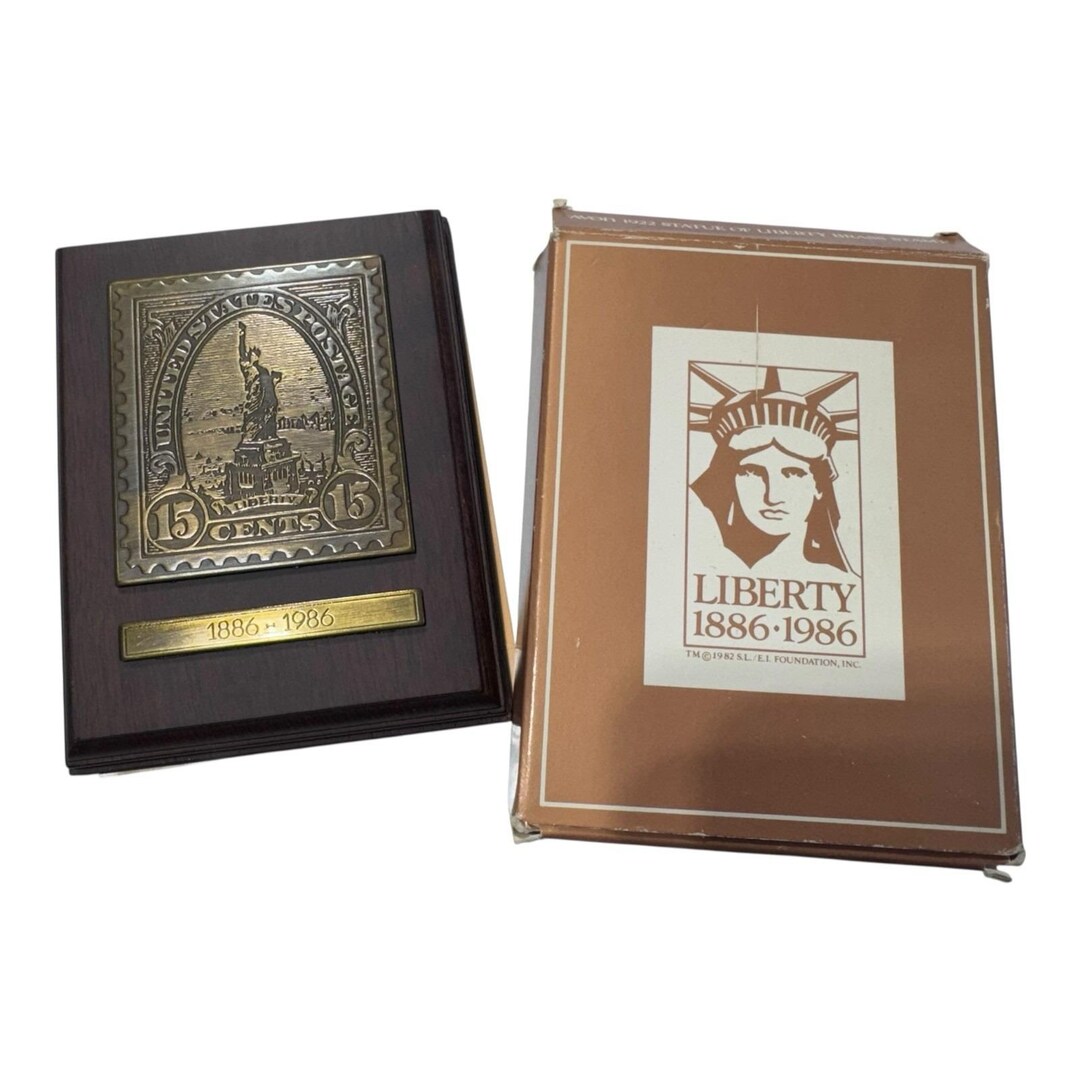 Avon Liberty 1886-1986 Statue of Liberty Centennial Brass Stamp Plaque ...