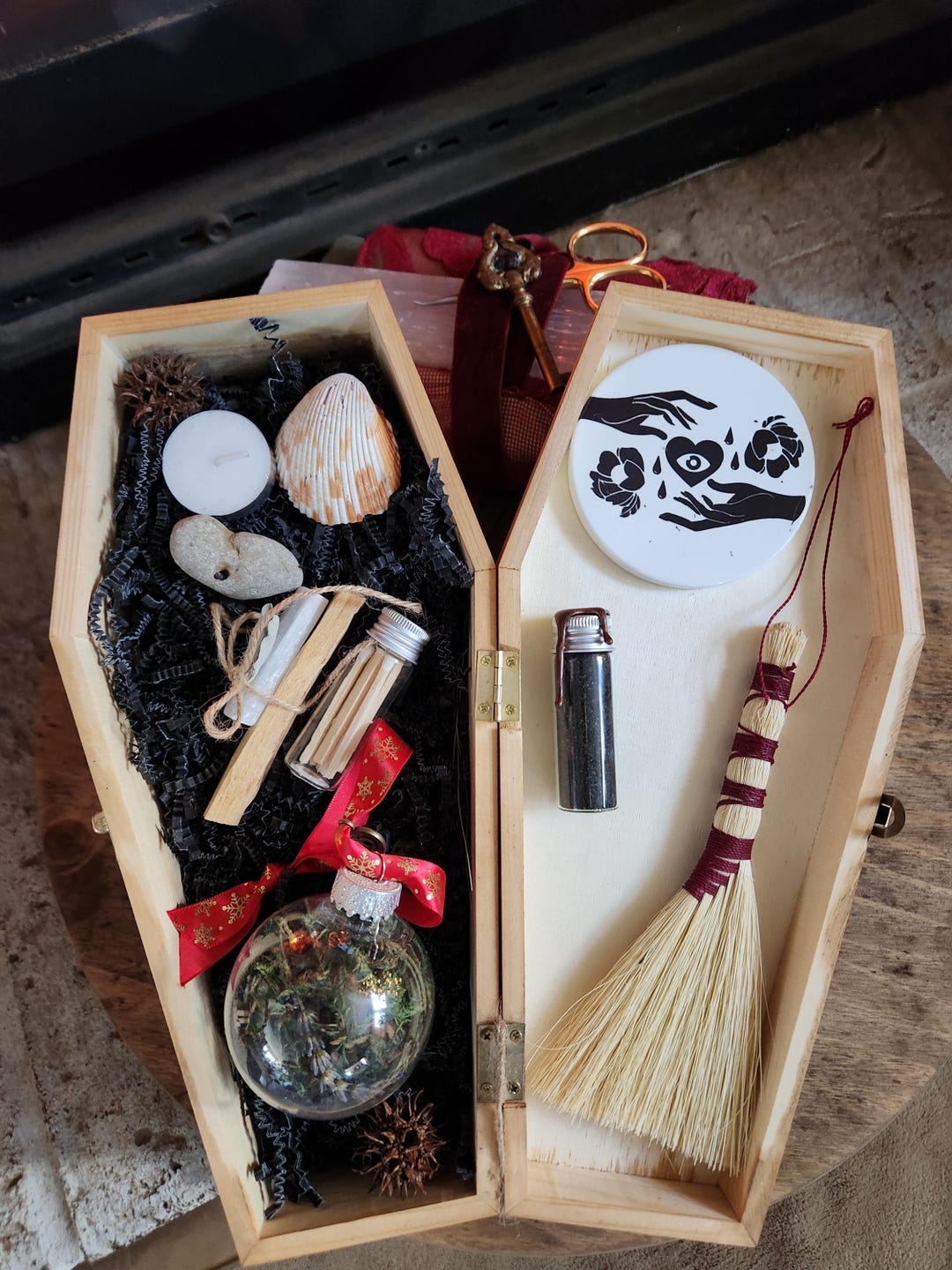 Coffin Box Witch Kit: Altar Broom, Hag Stone, Palo Santo - Etsy