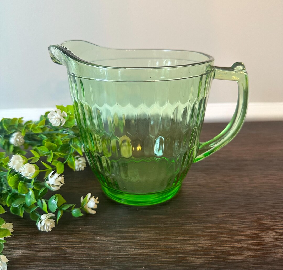 Teleflora 75 Years Anniversary Optic Glass Green Pitcher Reissue - Etsy