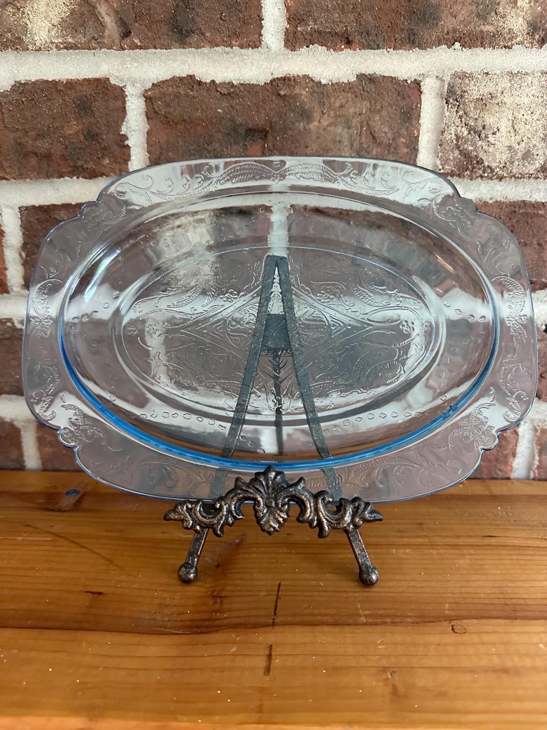 Vintage Federal Glass Madrid Pattern Blue Glass Oval Platter - Etsy
