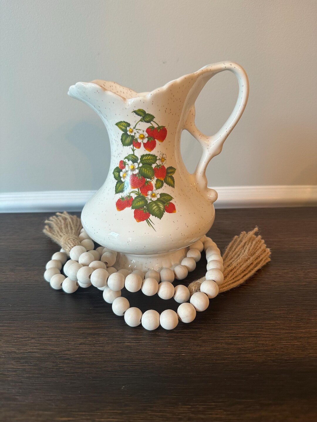 Vintage Ceramic Water Pitcher Strawberries - Etsy