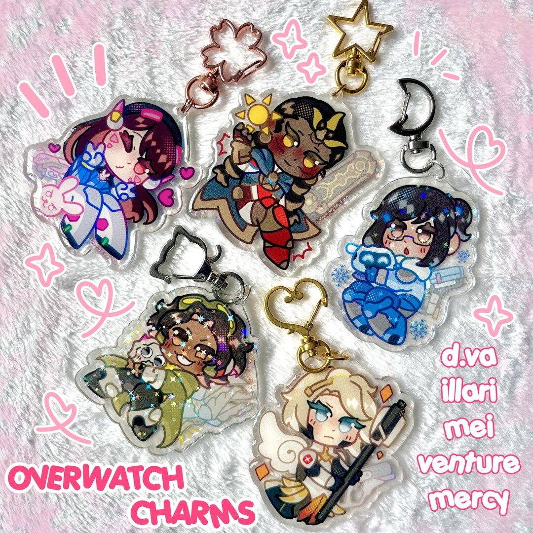 PRE-ORDER Overwatch Keychain - Charms ୨ৎ Dva, Venture, Mercy, Mei ...