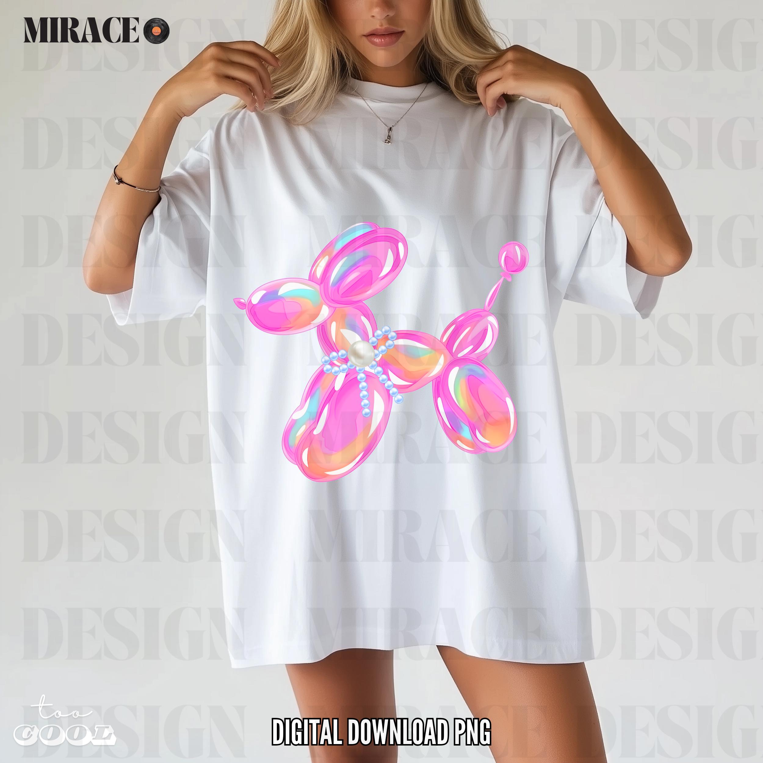 Preppy Balloon Dog Sublimation Design Png, Pearls and Bows Png ...