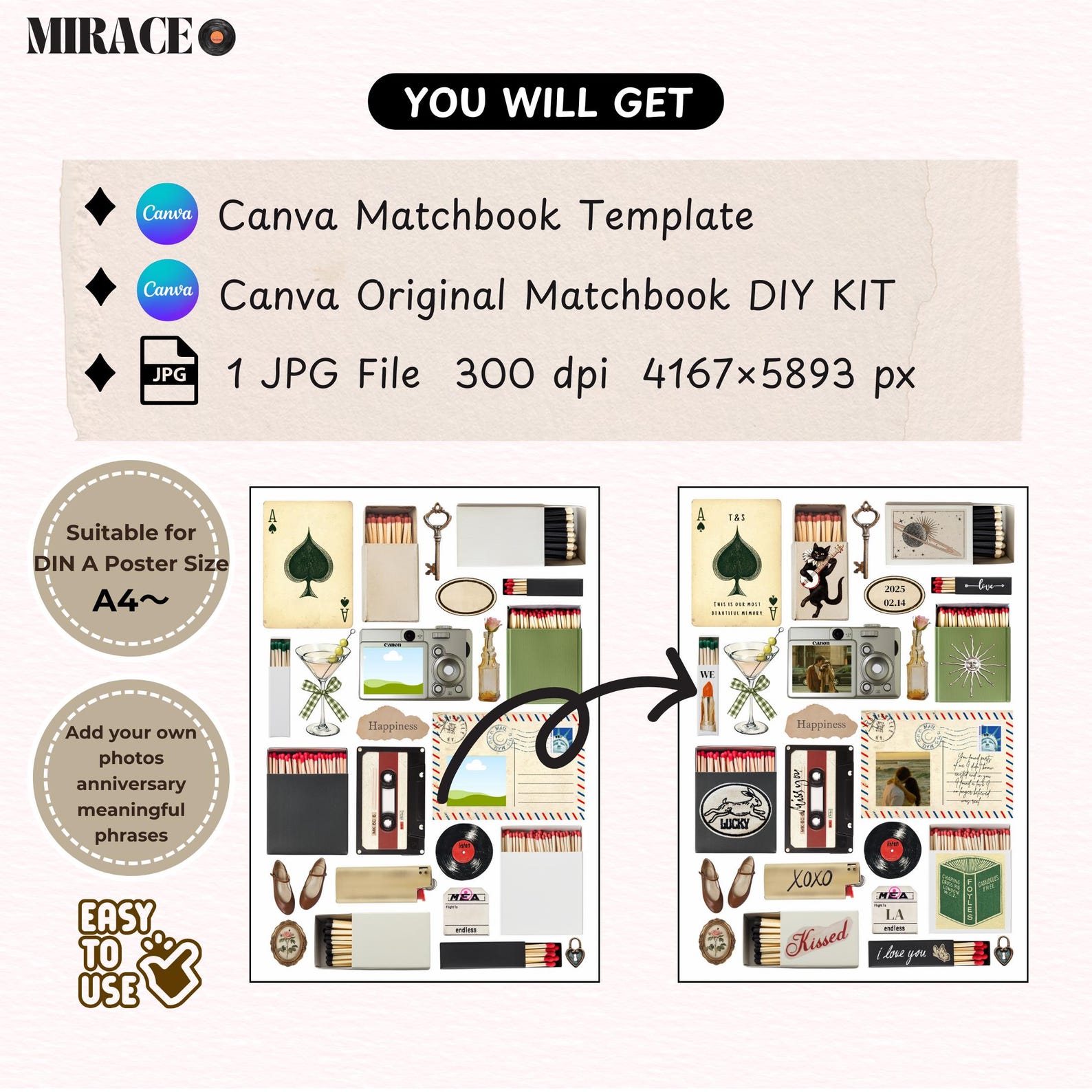 DIY Vintage Matchbook Template, Canva Matchbox Template DIY KIT ...