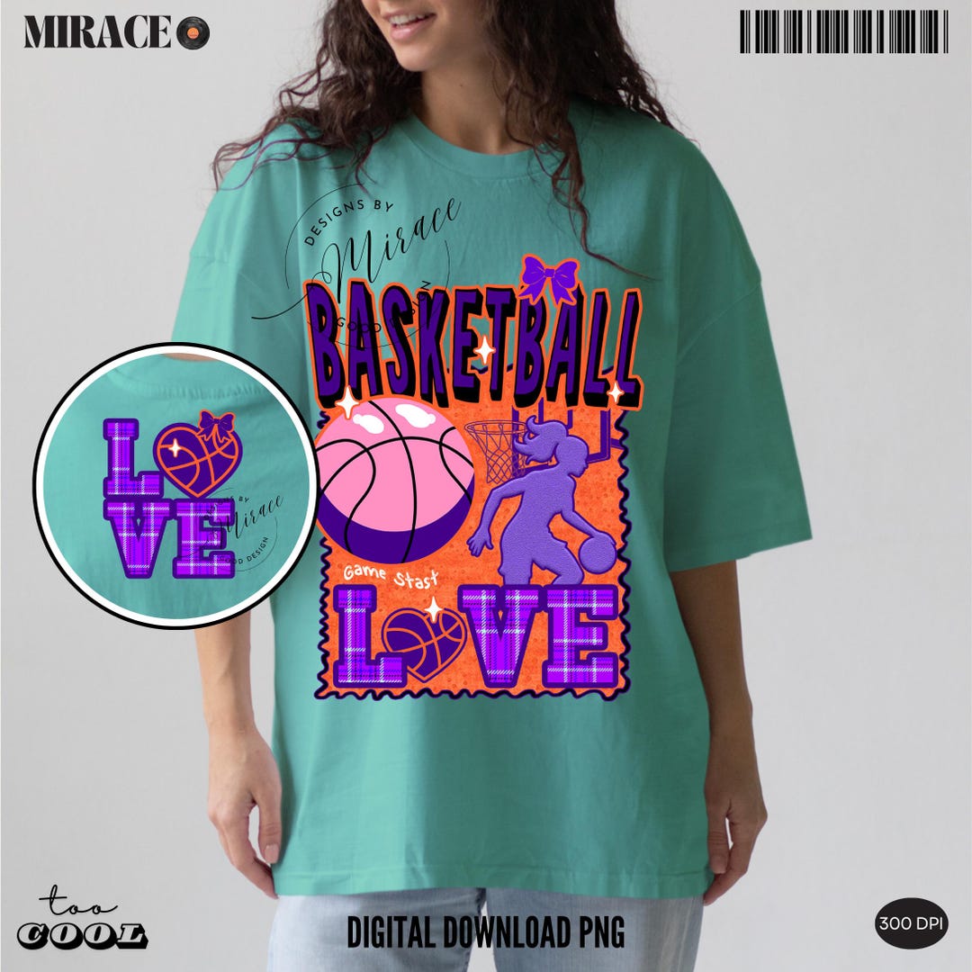 Neon Preppy Basketball PNG, Sublimation Design, Basketball Game Day PNG ...