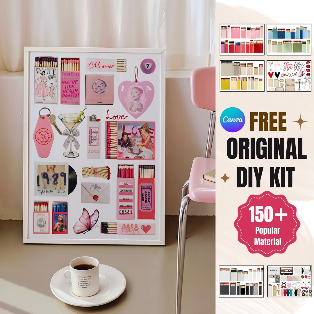 DIY Pink Matchbook Poster Template, Personalized Matchbook Art, DIY ...