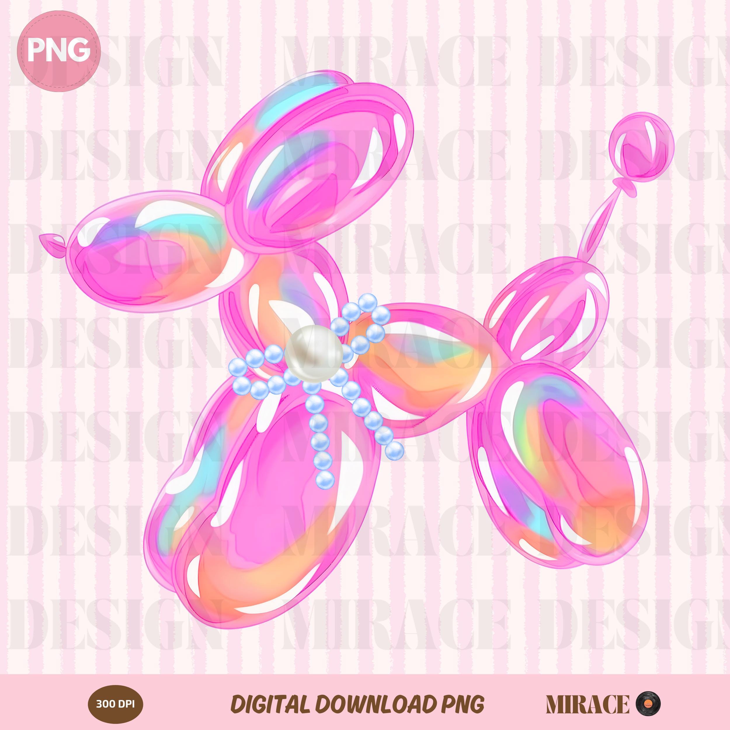 Preppy Balloon Dog Sublimation Design Png, Pearls and Bows Png ...