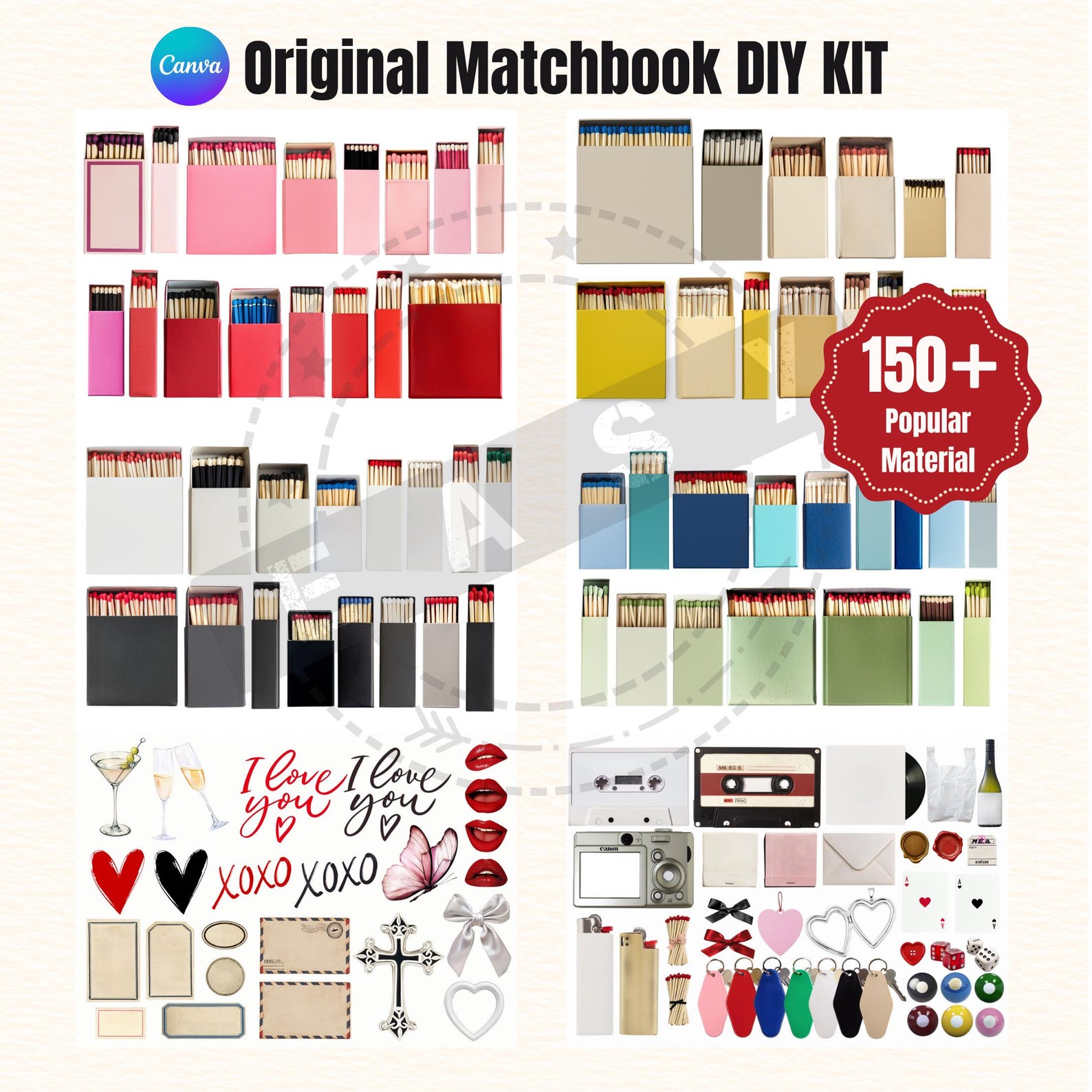 DIY Vintage Matchbook Template, Canva Matchbox Template DIY KIT ...