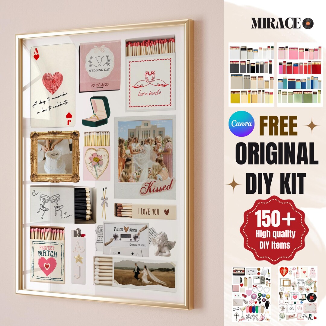 DIY Wedding Matchbook Template, Canva Matchbox Template DIY KIT ...