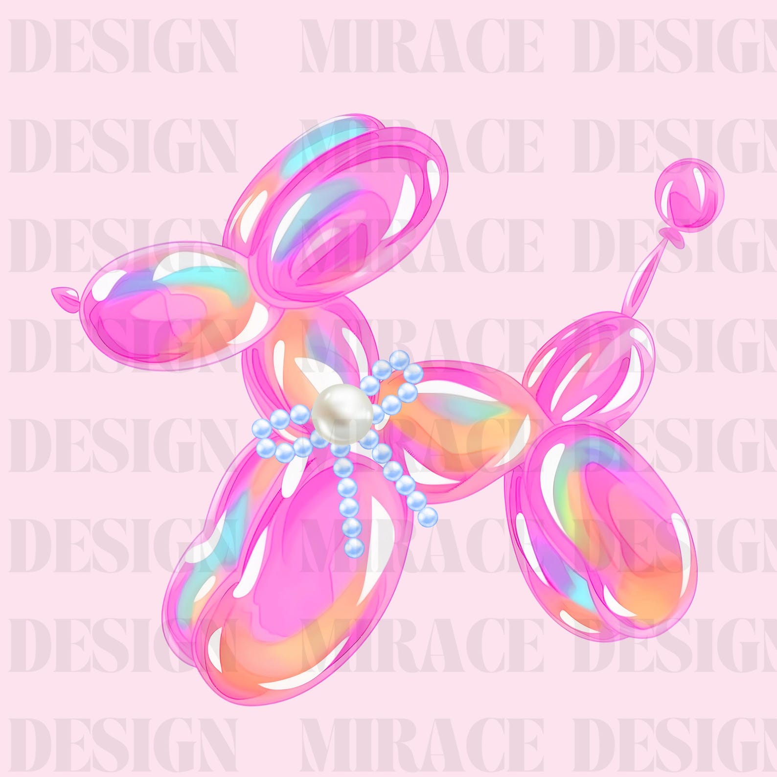 Preppy Balloon Dog Sublimation Design Png, Pearls and Bows Png ...