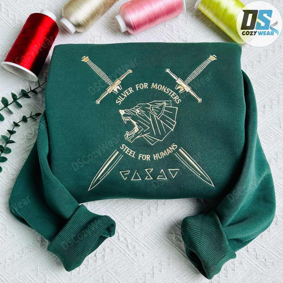 The Witcher Embroidered Sweatshirt, Silver for Monsters Steel for ...