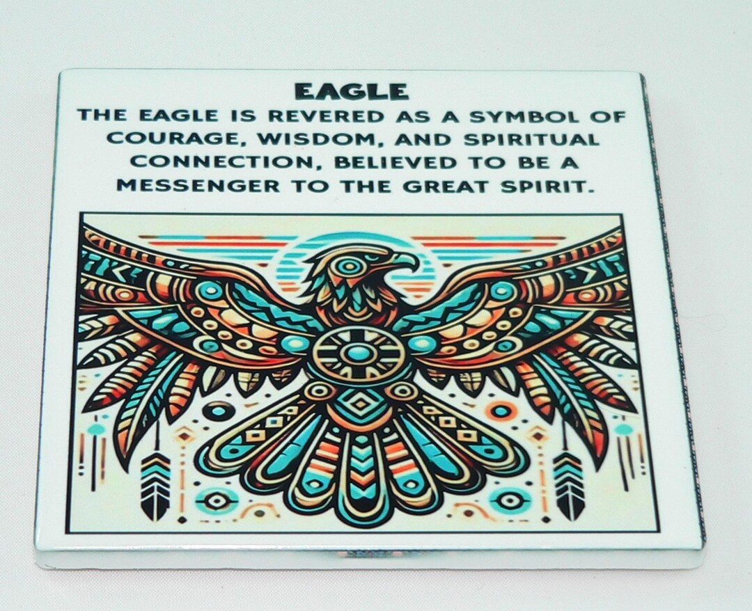 Native American Symbol Ceramic Coasters: Wolf, Bear, Eagle, Spiral (set ...