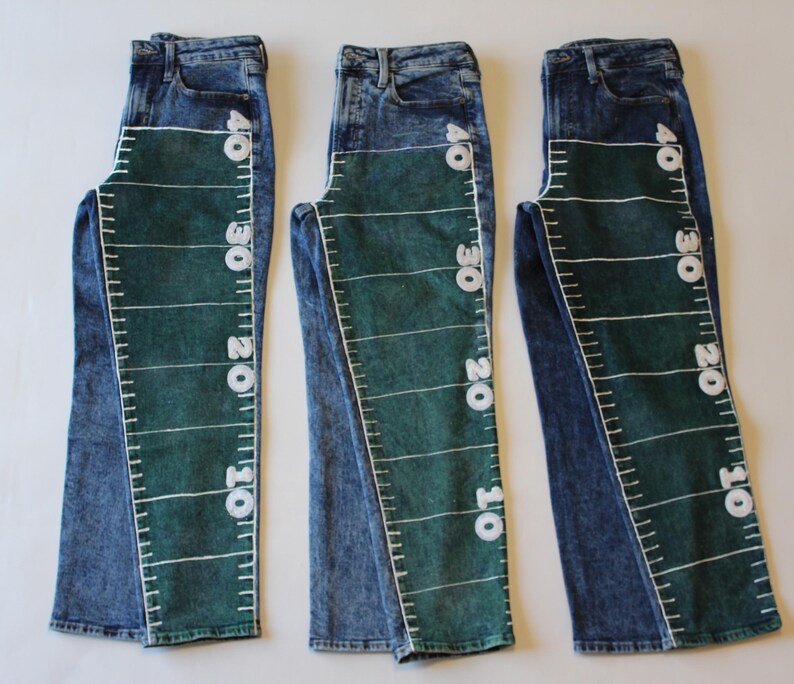Football Field Game Day Jeans Hand-painted Custom Homecoming Super Bowl ...