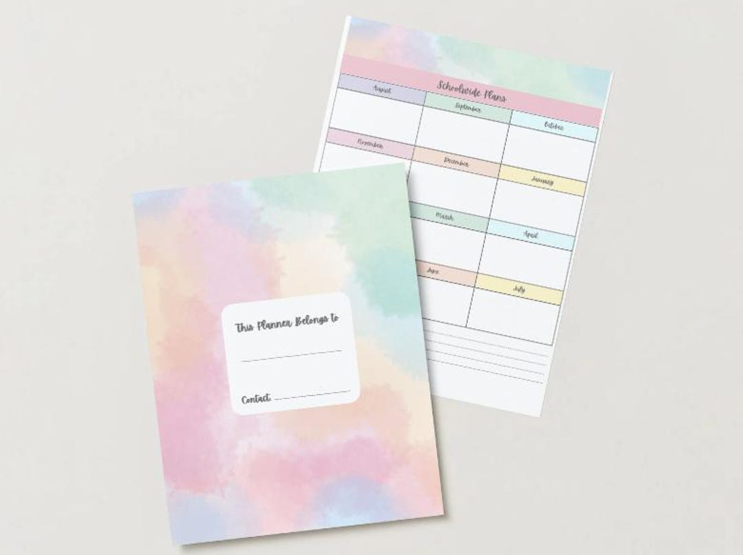 School Counselor Planner and Calendar, Pastel Colors, Undated, Timed ...