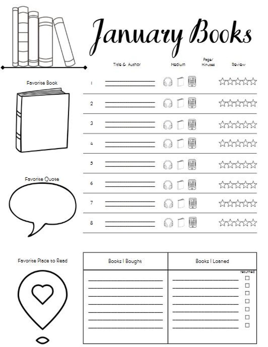 Reading Journal and Book Tracker - Etsy