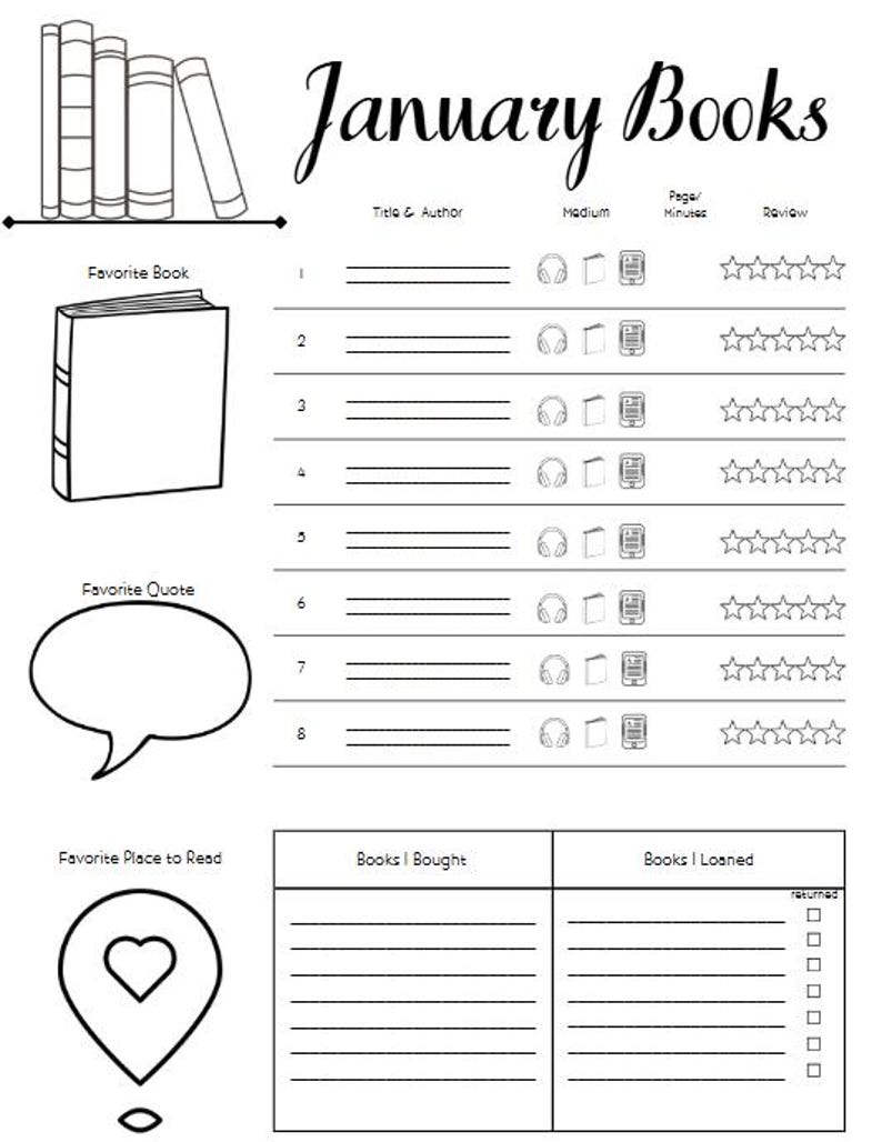 Reading Journal and Book Tracker - Etsy