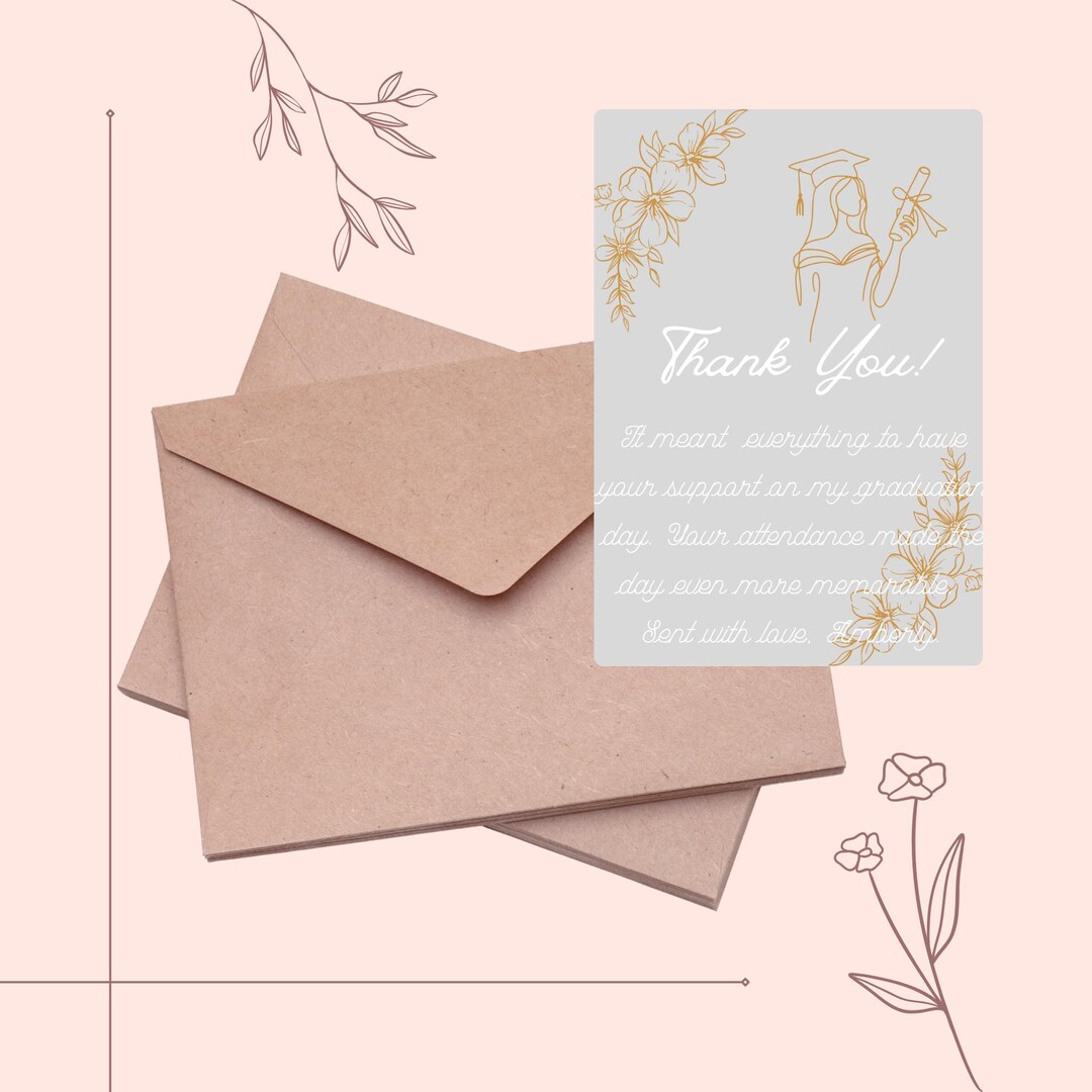 Graduation Thank You Card, Post Graduation Card, Thank You Card, Girls ...