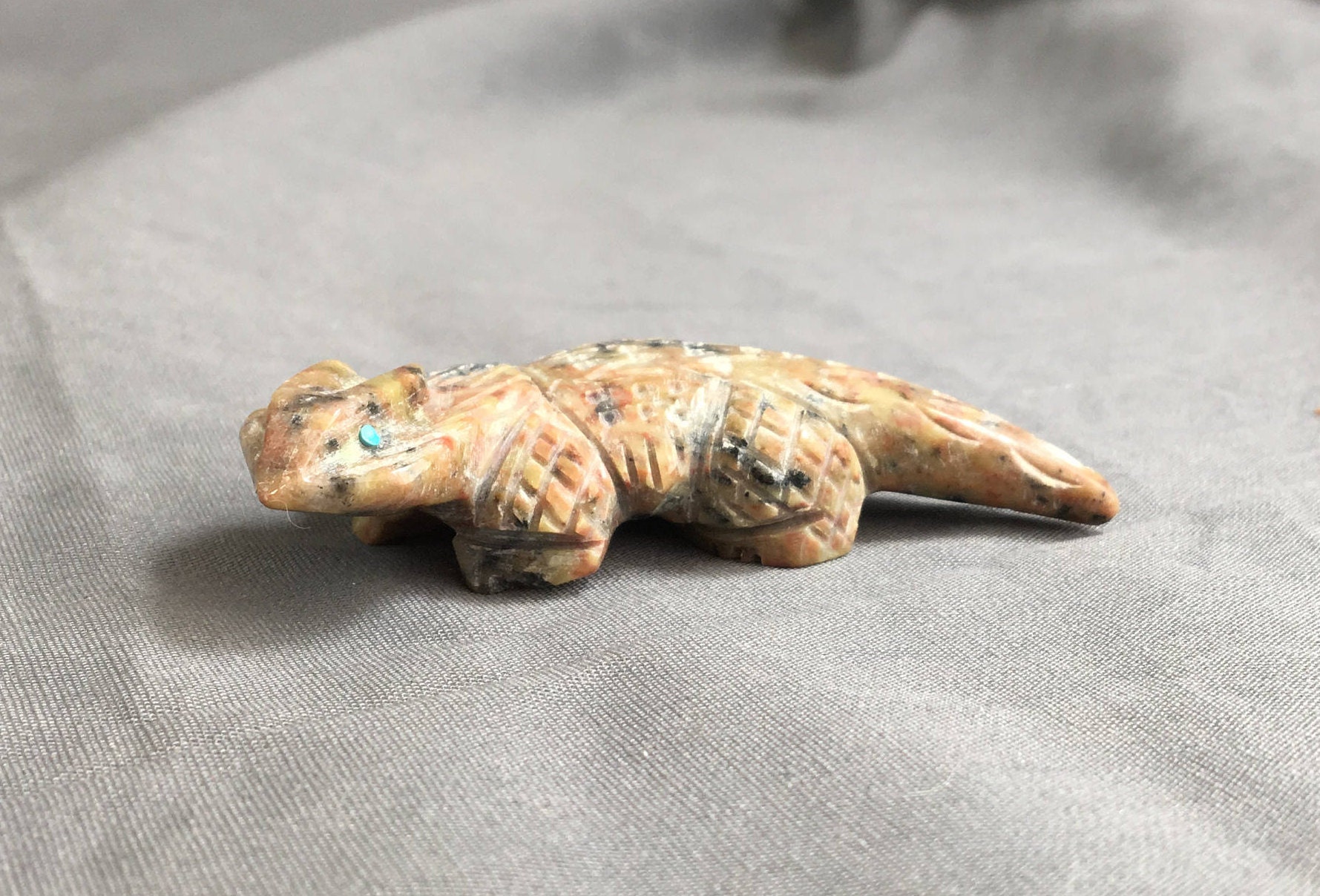 Vintage Zuni Horned Lizard Fetish Initialed L C - Possibly Early Lance ...