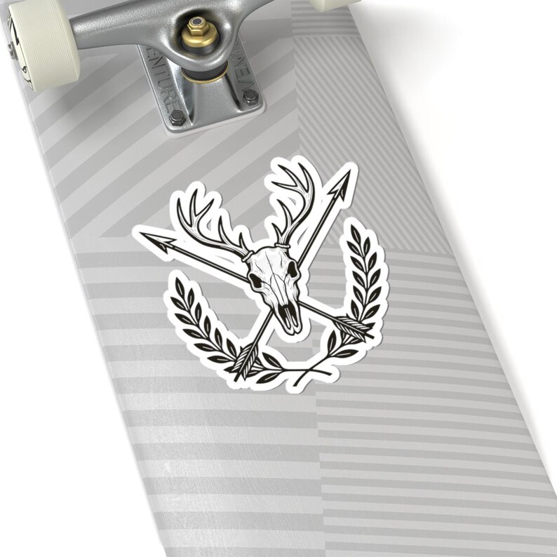 Deer Skull Sticker | Crossed Arrows and Antlers Laurel Decal | Hunting ...