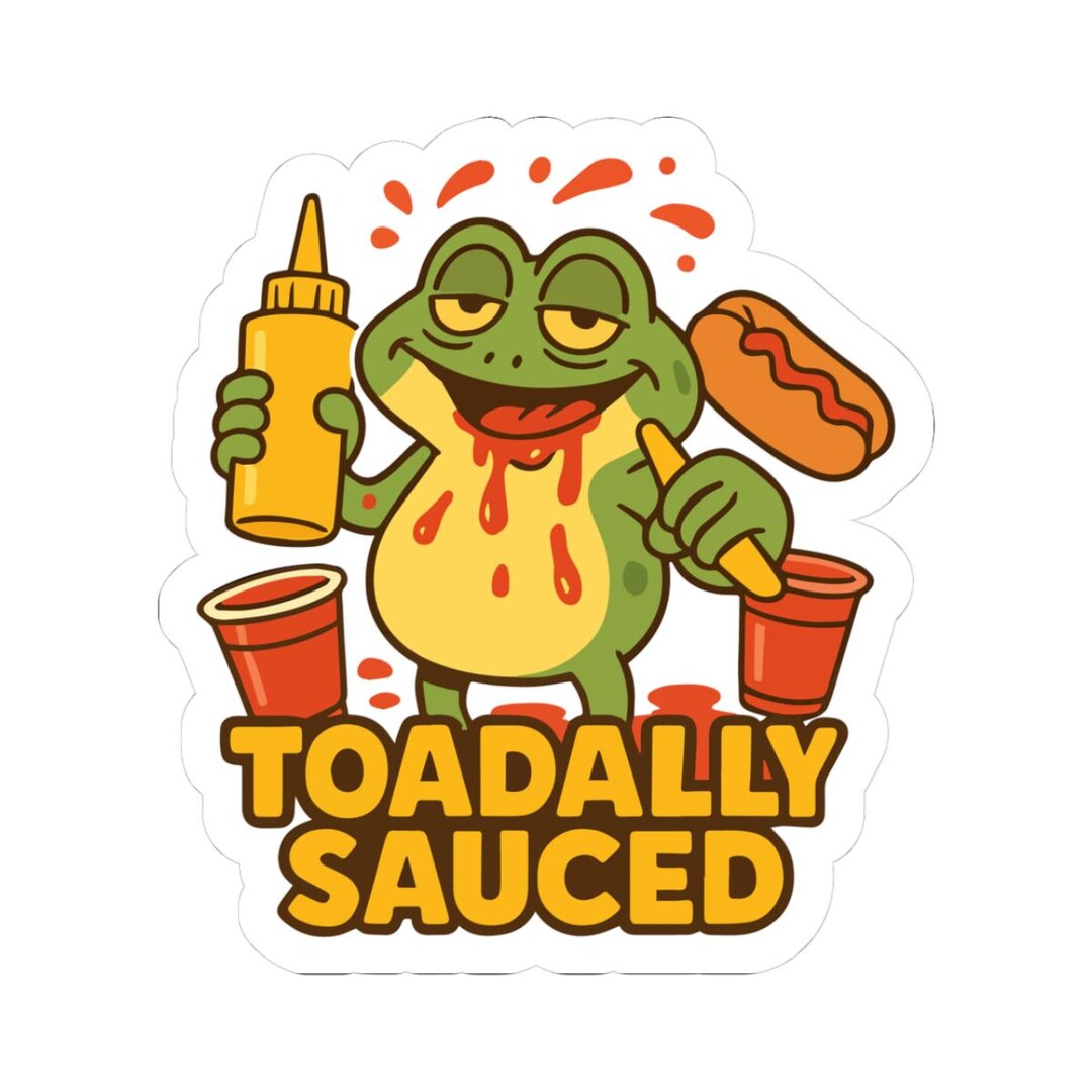 Toadally Sauced Frog Sticker | Funny BBQ Hot Dog Vinyl Decal - Etsy