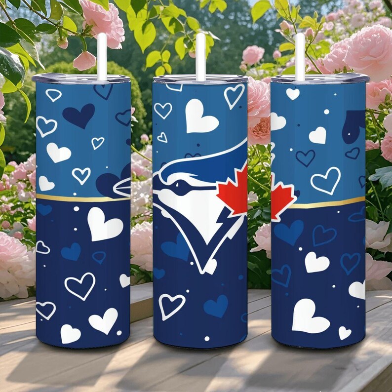 Colorflow | Toronto Inspired Blue Jays Hearts Straight Tumbler 20oz ...