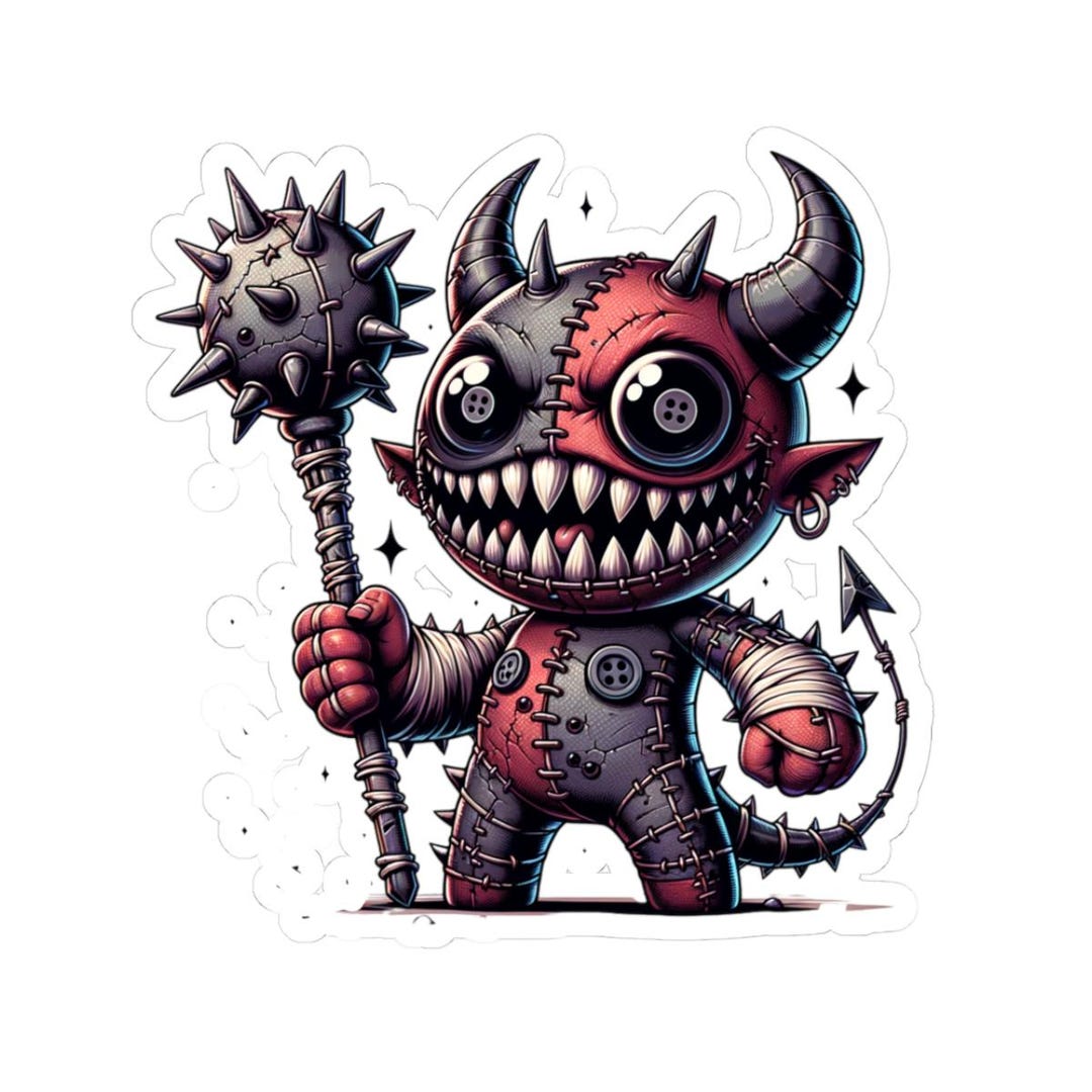 Colorflow | Stitched Demon Plushie Monster Vinyl Sticker | Creepy Cute ...