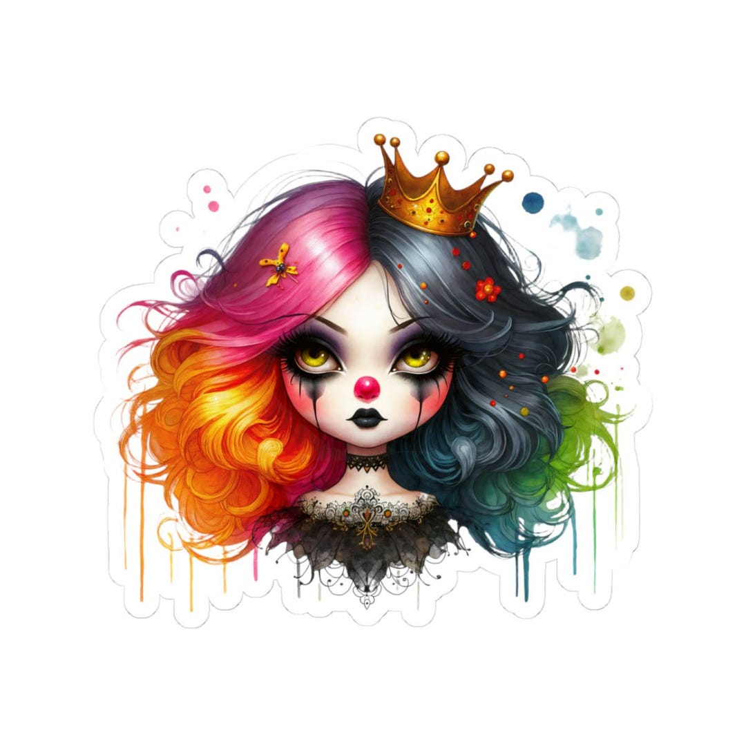 Clowncore Vinyl Sticker: Emo Circus Girl Goth Art Decal - Etsy