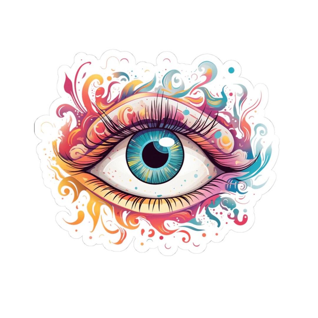 Colorflow Trippy Third Eye Sticker | Psychedelic Eyeball Vinyl Decal ...