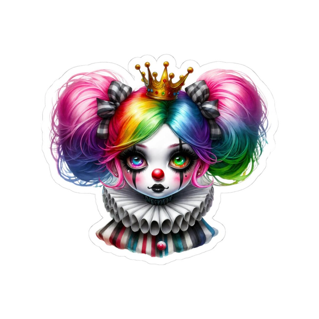 Rainbow Circuscore Clown Girl Sticker: Pastel Goth Vinyl Decal - Etsy